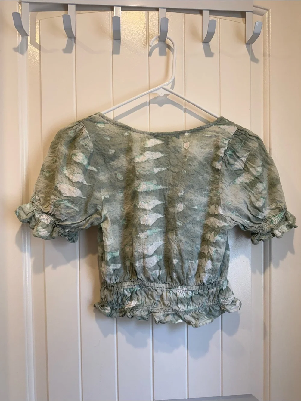 Good Luck Gem | Tops | Good Luck Gem Sage Green Tiedye Cropped Peasant ...